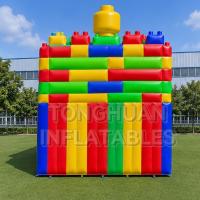 China Building Block Theme Inflatable Dual Lane Slide for Parks Schools Events and Commercial Rental Business for sale