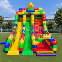 China Building Block Theme Inflatable Dual Lane Slide for Parks Schools Events and Commercial Rental Business for sale