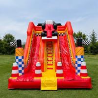 China Racing Car Theme Inflatable Dual Lane Slide for Parks Schools Festivals Events and Commercial Rental Business for sale
