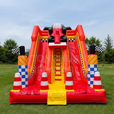 China Racing Car Theme Inflatable Dual Lane Slide for Parks Schools Festivals Events and Commercial Rental Business for sale