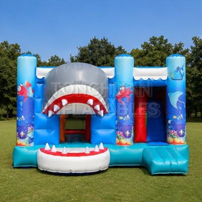 China Shark Inflatable Bounce House for Commercial Rental and Ocean Theme Events for sale