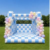 China Luxury White Inflatable Bounce House with Elegant Pastel Checkerboard Design for Weddings Baby Showers Birthday Parties and Event Rentals for sale