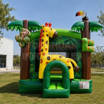 China Premium Jungle Safari Inflatable Bouncy Castle with Giant Giraffe Design for Schools Shopping Malls Zoos Festivals and Party Rental Businesses for sale