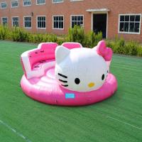 China Custom Pink Cartoon Cat Inflatable Towable Boat with Multi Seat Layout Reinforced Handles and D-Rings for Resort Lake Water Sports Rentals for sale