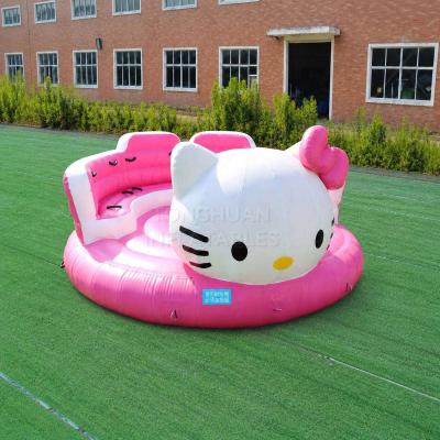 China Custom Pink Cartoon Cat Inflatable Towable Boat with Multi Seat Layout Reinforced Handles and D-Rings for Resort Lake Water Sports Rentals for sale