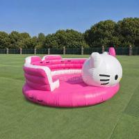 China Custom Pink Cartoon Cat Inflatable Towable Boat with Multi Seat Layout Reinforced Handles and D-Rings for Resort Lake Water Sports Rentals for sale