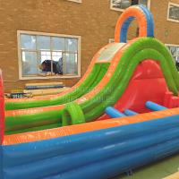 China Colorful Compact Inflatable Obstacle Course with Entrance Arches Climbing Slide and Safety Mesh for Schools Events and Rental Business for sale