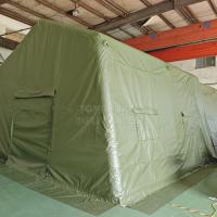 China Commercial Olive Green Inflatable PVC Tent with Reinforced Air Frame Roll Up Door and Ventilation Windows for Emergency Camps Field Operations for sale