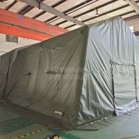 China Commercial Olive Green Inflatable PVC Tent with Reinforced Air Frame Roll Up Door and Ventilation Windows for Emergency Camps Field Operations for sale