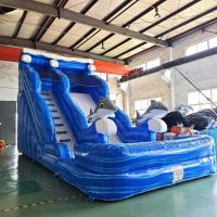 China Commercial Blue Whale Inflatable Water Slide with Dual Lanes Splash Pool and Safety Walls for Water Parks Resorts and Rentals for sale