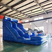 China Commercial Blue Whale Inflatable Water Slide with Dual Lanes Splash Pool and Safety Walls for Water Parks Resorts and Rentals for sale