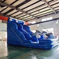 China Commercial Blue Whale Inflatable Water Slide with Dual Lanes Splash Pool and Safety Walls for Water Parks Resorts and Rentals for sale
