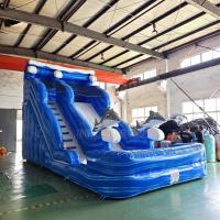 China Commercial Blue Whale Inflatable Water Slide with Dual Lanes Splash Pool and Safety Walls for Water Parks Resorts and Rentals for sale