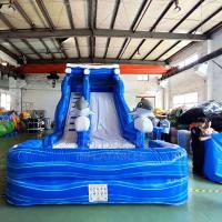 China Commercial Blue Whale Inflatable Water Slide with Dual Lanes Splash Pool and Safety Walls for Water Parks Resorts and Rentals for sale