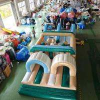 China Macaron Color Inflatable Obstacle Course with Tunnels Climbing Walls Slide and Safety Mesh for Events Schools and Rental Business for sale