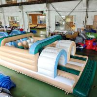 China Macaron Color Inflatable Obstacle Course with Tunnels Climbing Walls Slide and Safety Mesh for Events Schools and Rental Business for sale