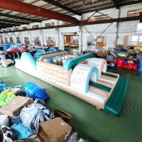 China Macaron Color Inflatable Obstacle Course with Tunnels Climbing Walls Slide and Safety Mesh for Events Schools and Rental Business for sale