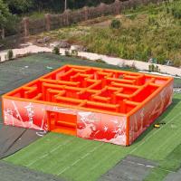 China Commercial Red Inflatable Maze with High Walls Multiple Routes and Custom Printed Panels for Events Team Games and Amusement Parks for sale