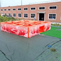 China Commercial Red Inflatable Maze with High Walls Multiple Routes and Custom Printed Panels for Events Team Games and Amusement Parks for sale