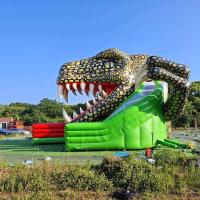 China Commercial Giant Crocodile Inflatable Slide with Open Mouth Entrance and Safety Side Walls for Parks Events and Rental Business for sale