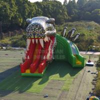 China Commercial Giant Crocodile Inflatable Slide with Open Mouth Entrance and Safety Side Walls for Parks Events and Rental Business for sale