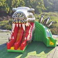 China Commercial Giant Crocodile Inflatable Slide with Open Mouth Entrance and Safety Side Walls for Parks Events and Rental Business for sale