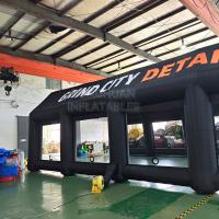 China Commercial Oxford Fabric Inflatable Car Wash Tent with Drive Through Air Frame Custom Branding and Lighting for Detailing Businesses and Events for sale