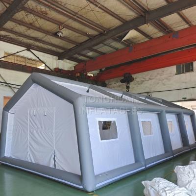 China Commercial Inflatable Event Tent with Reinforced Grey Air Frame White Fabric Walls Windows and Modular Large Capacity Layout for sale