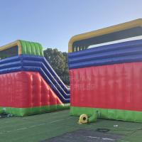 China Commercial Colorful Double Lane Inflatable Slide Set with High Side Walls Climbing Steps and Safety Landing Area for Events and Rentals for sale