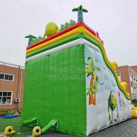 China Commercial Monster Theme Double Lane Inflatable Water Slide with Splash Pool Climbing Lanes and Safety Side Walls for Water Parks for sale