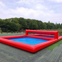 China Commercial Red Inflatable Volleyball Court with Integrated Net Reinforced Airtight Floor and Custom Size for Events and Rentals for sale
