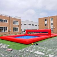 China Commercial Red Inflatable Volleyball Court with Integrated Net Reinforced Airtight Floor and Custom Size for Events and Rentals for sale