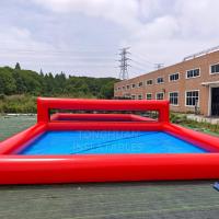 China Commercial Red Inflatable Volleyball Court with Integrated Net Reinforced Airtight Floor and Custom Size for Events and Rentals for sale