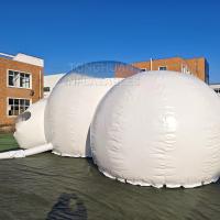 China Commercial Double Bubble Inflatable Dome House with Clear PVC Windows Connecting Tunnel and Entry Door for Events and Outdoor Dining for sale