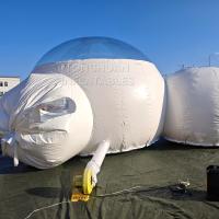China Commercial Double Bubble Inflatable Dome House with Clear PVC Windows Connecting Tunnel and Entry Door for Events and Outdoor Dining for sale