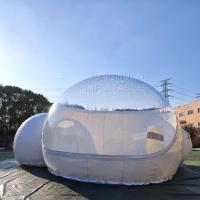 China Commercial Double Bubble Inflatable Dome House with Clear PVC Windows Connecting Tunnel and Entry Door for Events and Outdoor Dining for sale
