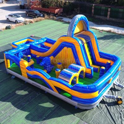 China Commercial Compact Inflatable Obstacle Course with Dual Climbing Lanes Slide Tunnels and Safety Walls for Parks and Rentals for sale