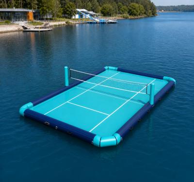 China Custom Commercial Floating Inflatable Water Volleyball Court with Integrated Net Anchor Points and Non Slip Surface for sale