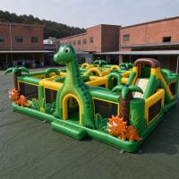 China Commercial Dinosaur Exploration Inflatable Maze with Jungle Obstacles Multiple Entrances and Safety Walls for sale