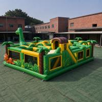 China Commercial Dinosaur Exploration Inflatable Maze with Jungle Obstacles Multiple Entrances and Safety Walls for sale