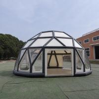 China Commercial Geodesic Inflatable Event Pavilion Inflatable Party Tent with Clear Wall Panels Modular Entrance and Custom Branding for sale