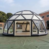 China Commercial Geodesic Inflatable Event Pavilion Inflatable Party Tent with Clear Wall Panels Modular Entrance and Custom Branding for sale