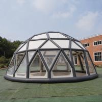 China Commercial Geodesic Inflatable Event Pavilion Inflatable Party Tent with Clear Wall Panels Modular Entrance and Custom Branding for sale