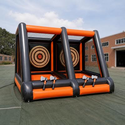 China Commercial Inflatable Axe Throwing Game with Triple Target Lanes Soft Axes and Reinforced Safety Frame for sale