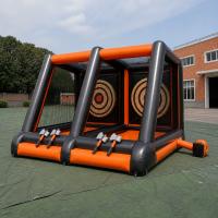 China Commercial Inflatable Axe Throwing Game with Triple Target Lanes Soft Axes and Reinforced Safety Frame for sale
