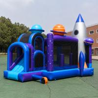 China Commercial Cosmic Rocket Inflatable Bouncer Slide with Space Decorations Safety Mesh and Soft Landing Area for sale
