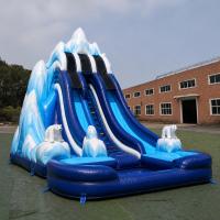 China Commercial Polar Expedition Dual Lane Inflatable Slide with Ice Mountain Theme High Side Walls and Landing Pool for sale
