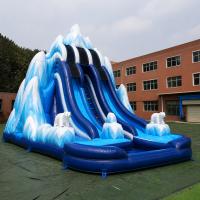 China Commercial Polar Expedition Dual Lane Inflatable Slide with Ice Mountain Theme High Side Walls and Landing Pool for sale