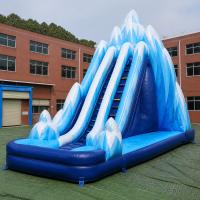 China Commercial Polar Expedition Dual Lane Inflatable Slide with Ice Mountain Theme High Side Walls and Landing Pool for sale