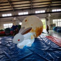 China Commercial Illuminated Inflatable Moon and Rabbit Display Set with Custom Printing for Festivals Malls and Event Decorations for sale